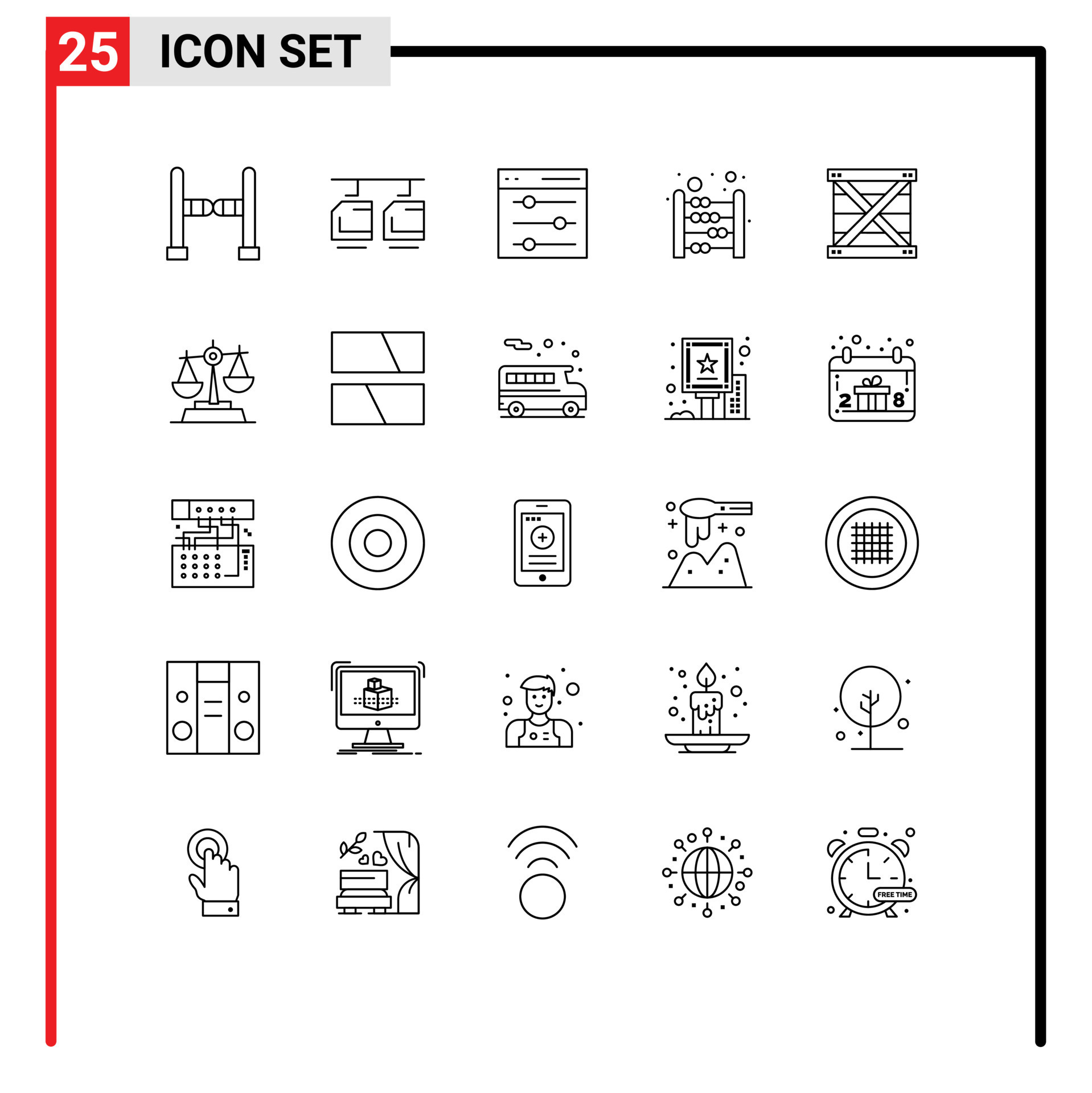 Set Of 25 Vector Lines On Grid For Design Box Interface Mathematics Calculating Editable Vector
