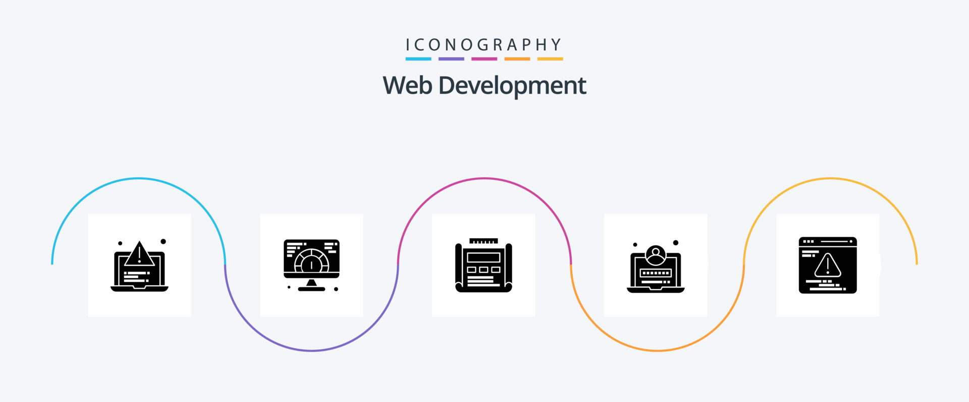 Web Development Glyph 5 Icon Pack Including web. login. blueprint. web. layout 19749000 Vector ...
