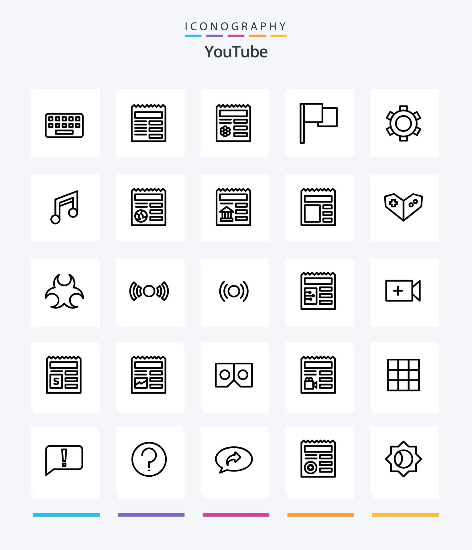 Creative Youtube 25 OutLine icon pack Such As setting. basic. basic. ui ...