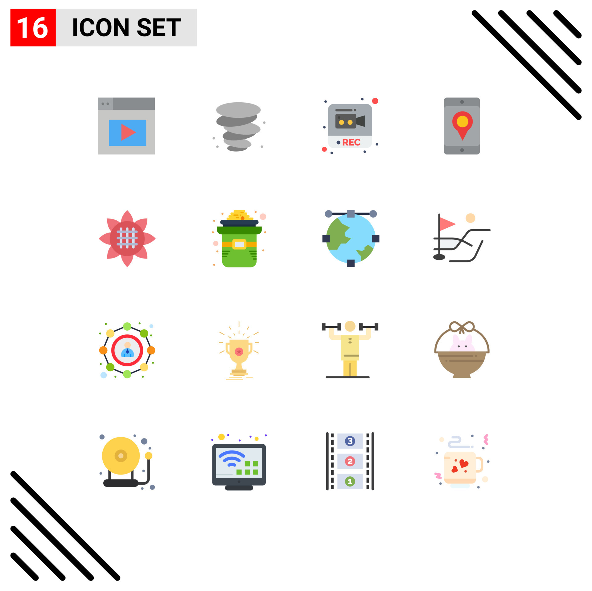 16 Thematic Vector Flat Colors And Editable Symbols Of Thanksgiving Flower Recording Flora Map