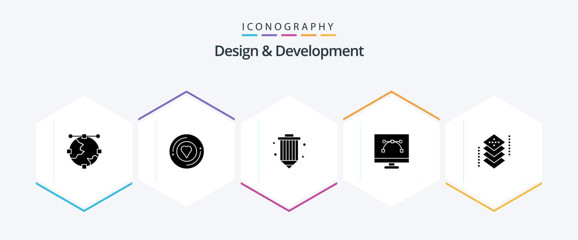 Design and Development 25 Glyph icon pack including graphic design ...