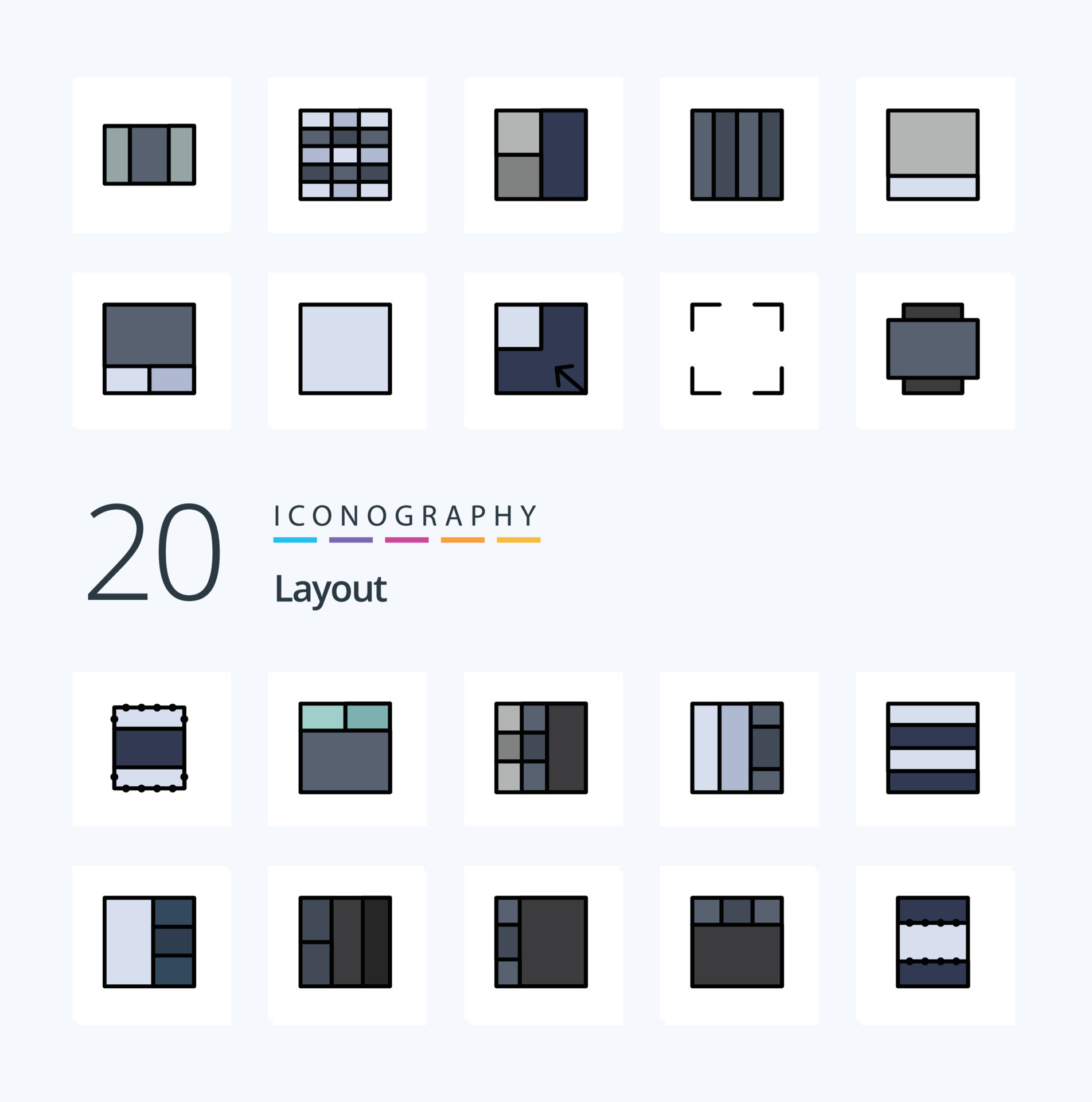 20 Layout Line Filled Color icon Pack like rotate screen full screen full screen view 19750354 ...