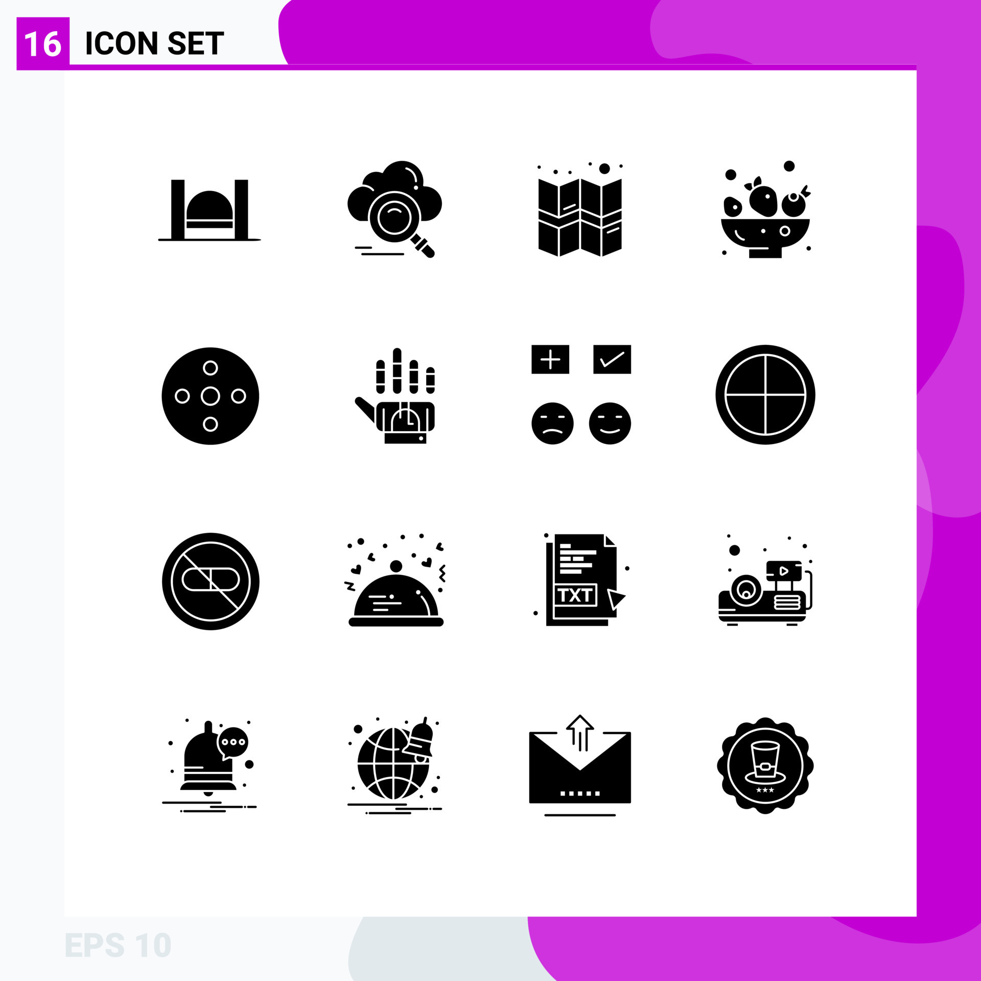 Set Of 16 Modern Ui Icons Symbols Signs For Footage Drink Online Food Map Editable Vector Design