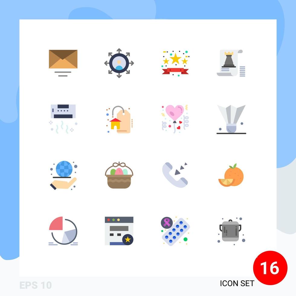 Mobile Interface Flat Color Set Of 16 Pictograms Of Cool Air Discount Fort Tower Editable Pack