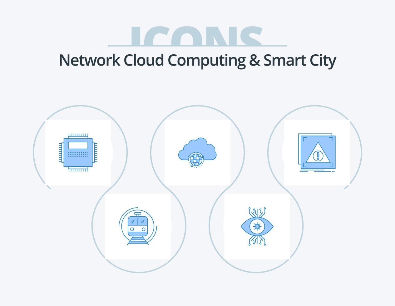 Network Cloud Computing And Smart City Blue Icon Pack 5 Icon Design ...