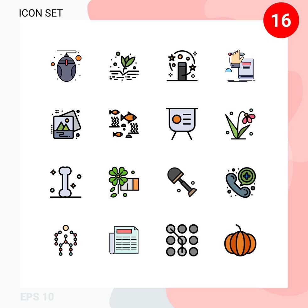 16 User Interface Flat Color Filled Line Pack Of Modern Signs And Symbols Of Image Progress