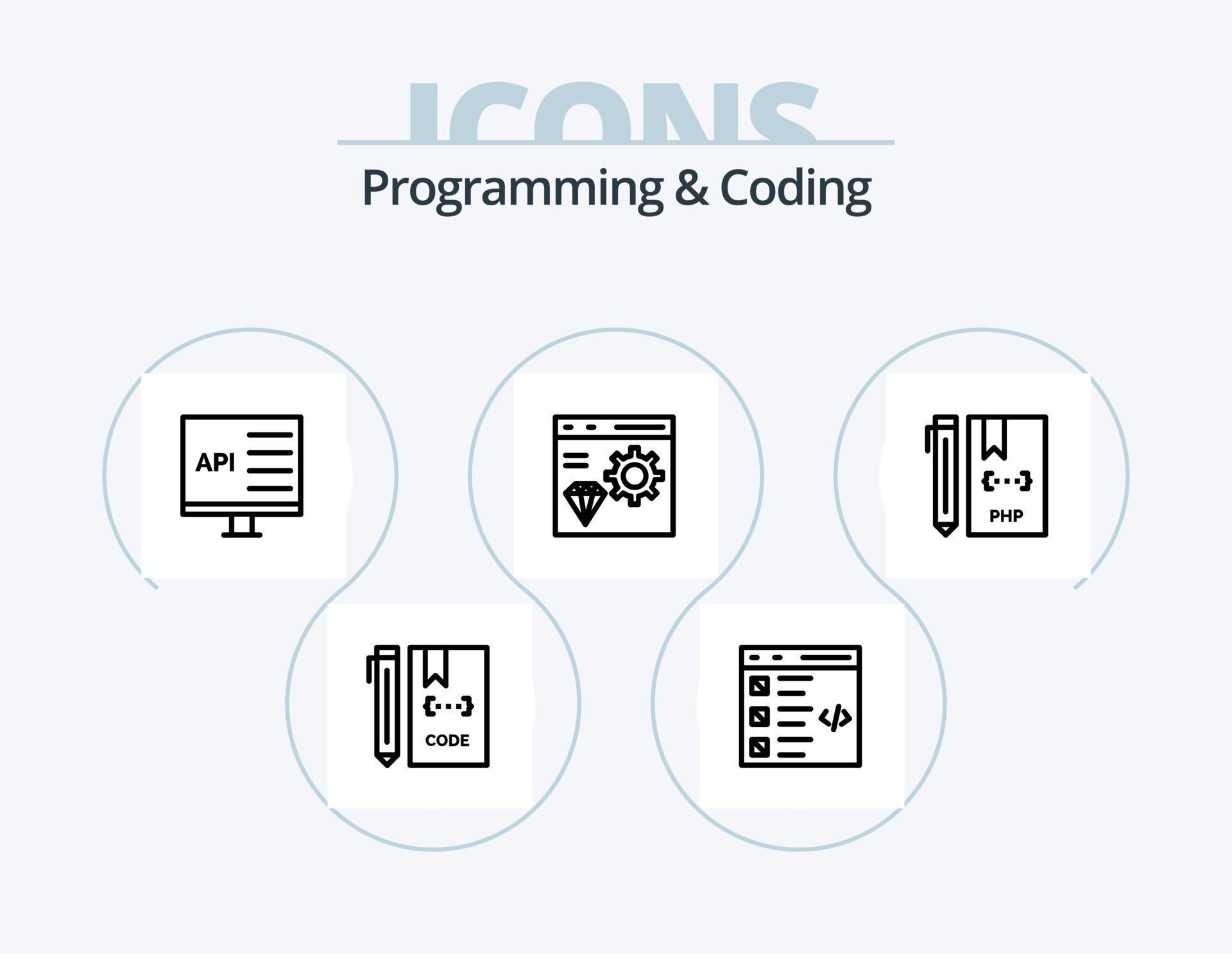 Programming And Coding Line Icon Pack 5 Icon Design Develop Code Develop Development Coding