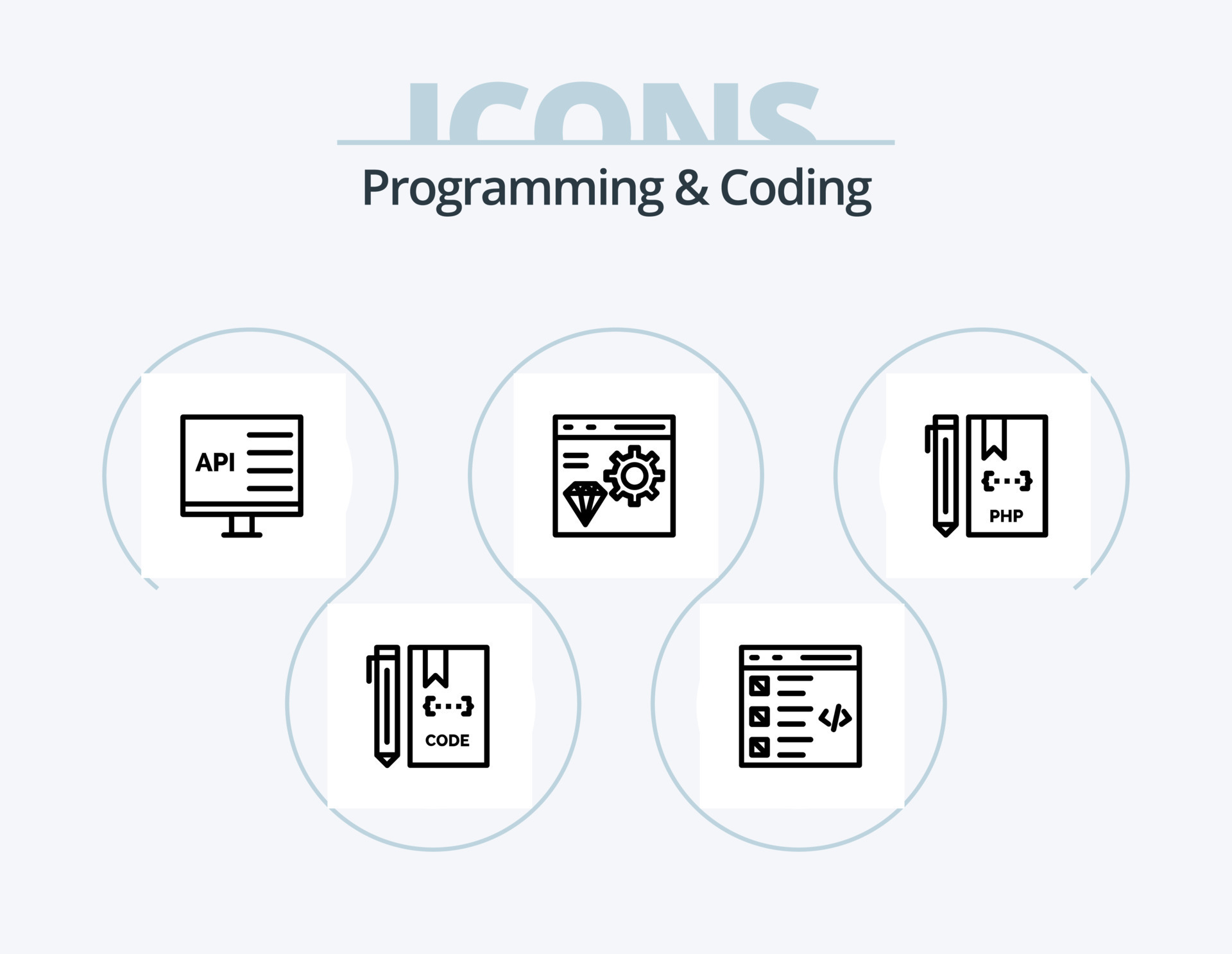 Programming And Coding Line Icon Pack 5 Icon Design Develop Code Develop Development Coding