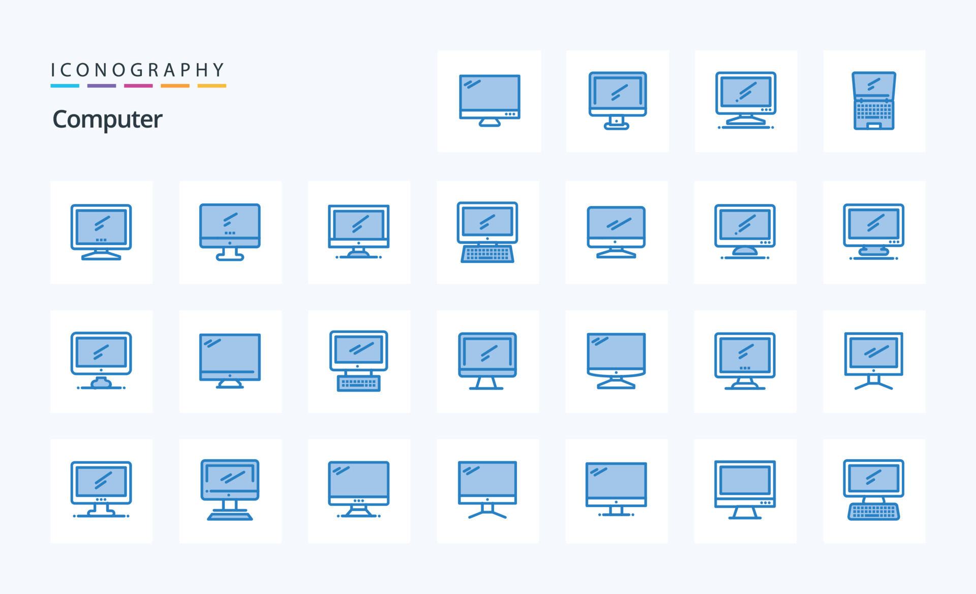 25 Computer Blue icon pack 19752100 Vector Art at Vecteezy