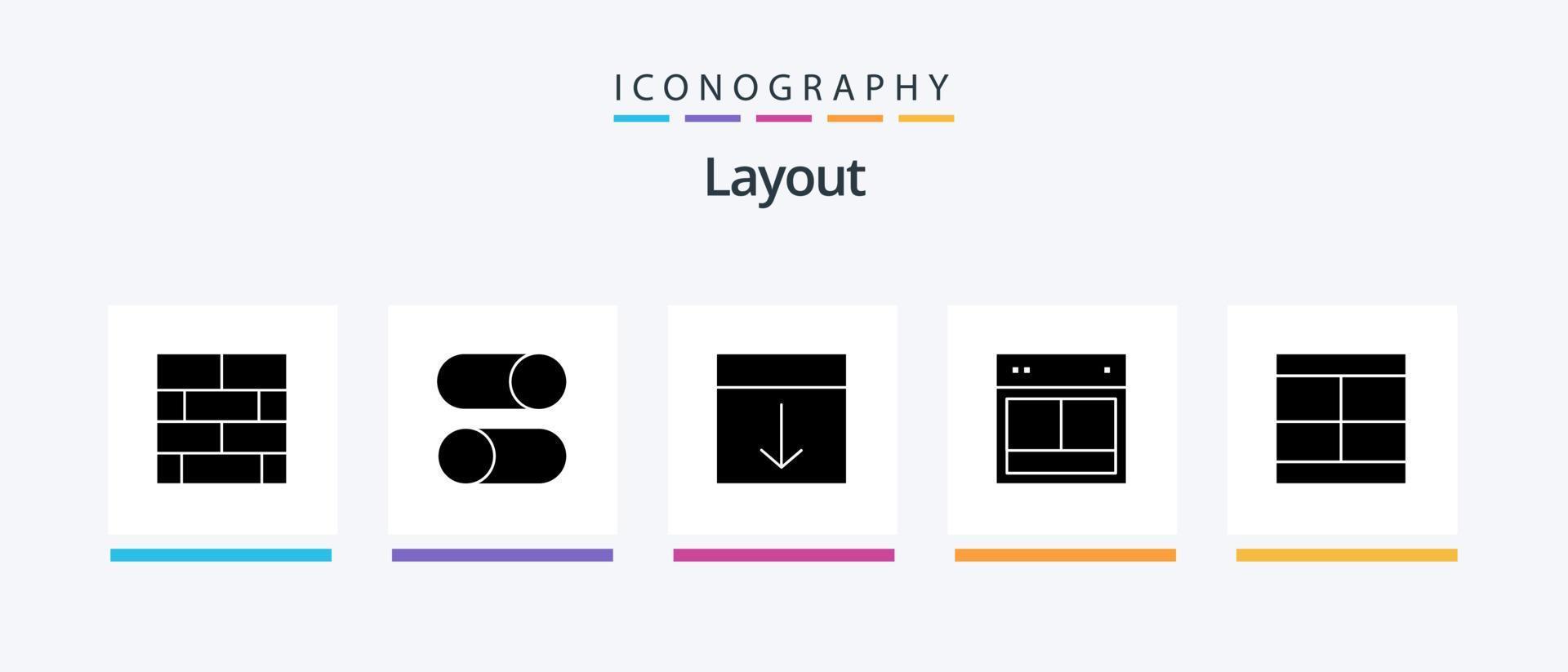 Layout Glyph 5 Icon Pack Including web. layout. settings. design. layout. Creative Icons Design ...