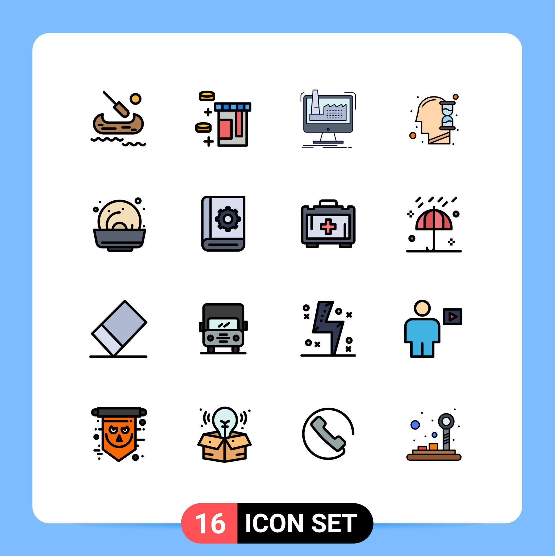 Editable Vector Line Pack of 16 Simple Flat Color Filled Lines of ...