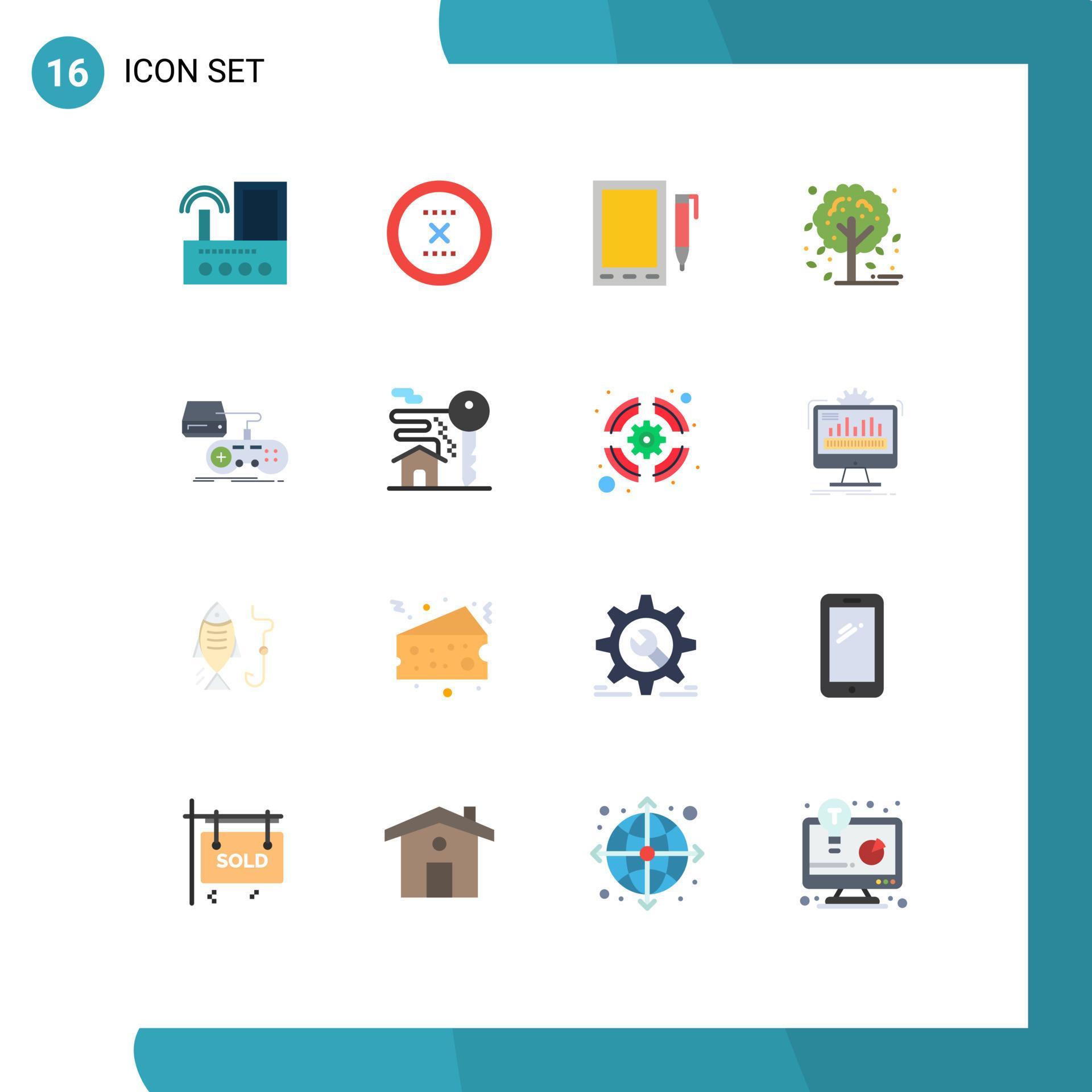 16 Thematic Vector Flat Colors And Editable Symbols Of Console Leaf Delete Autumn Pencil