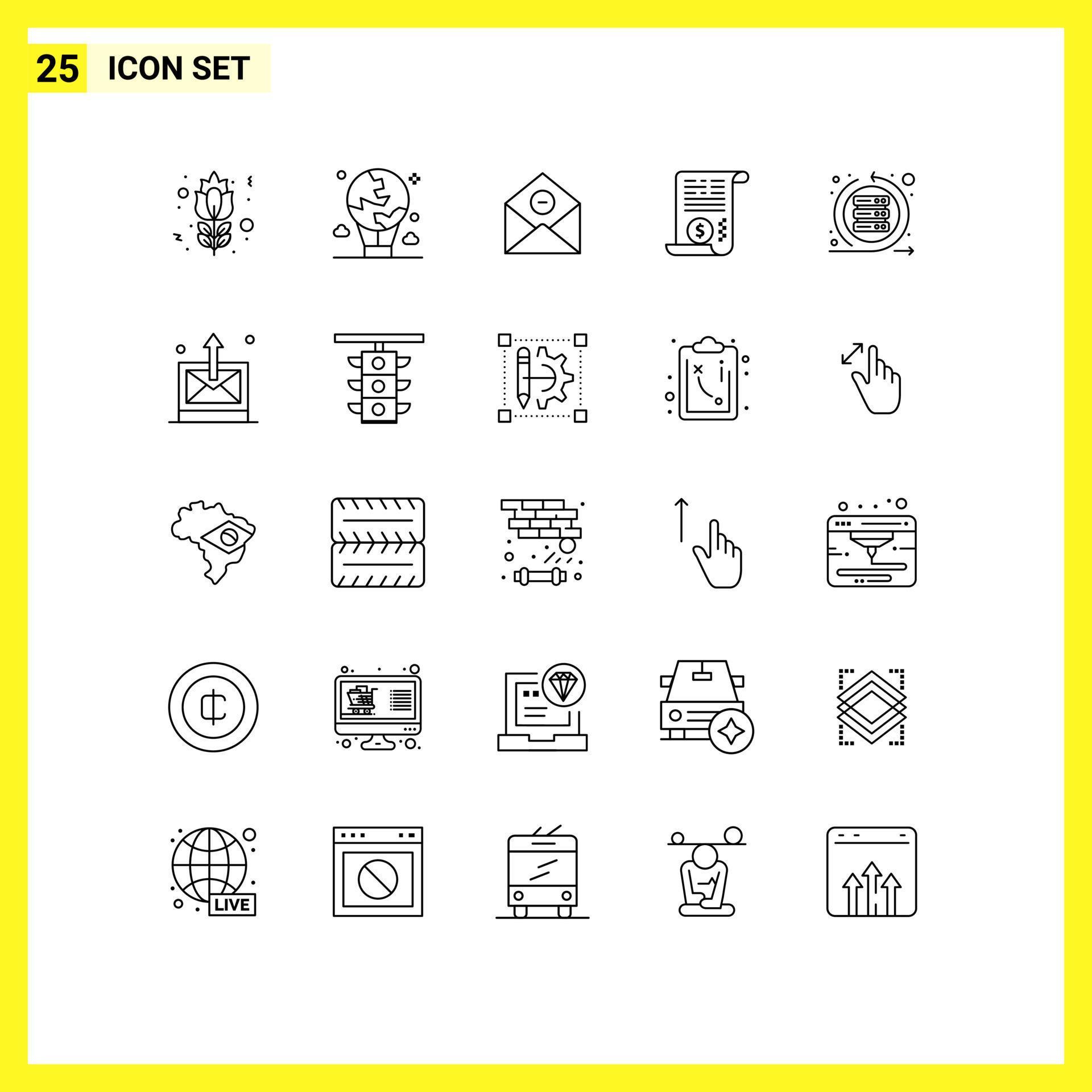 User Interface Pack of 25 Basic Lines of finance attachment international file mail Editable ...