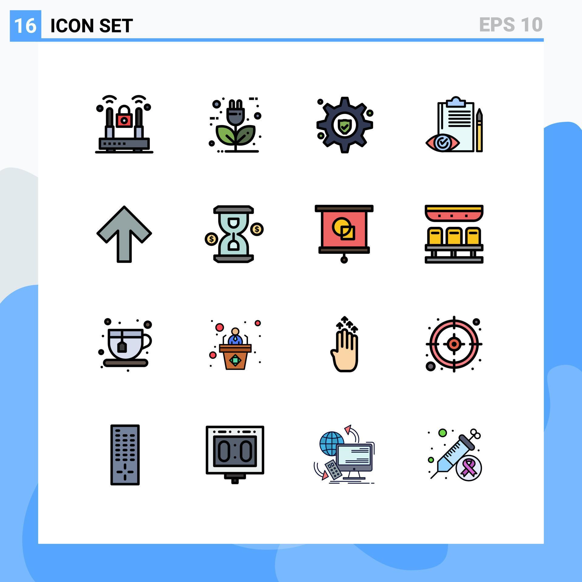 Set Of 16 Modern Ui Icons Symbols Signs For Arrow Control Energy Checklist Quality Control