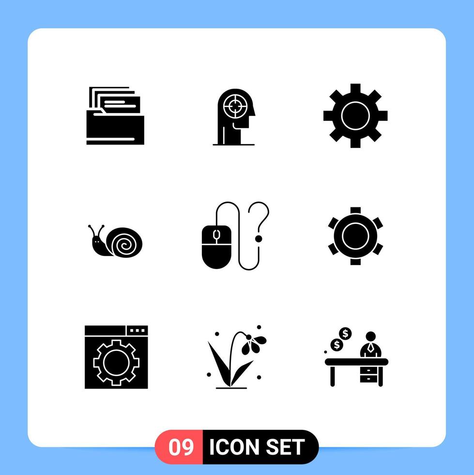 Pictogram Set of 9 Simple Solid Glyphs of desktop computer gear spring easter Editable Vector ...