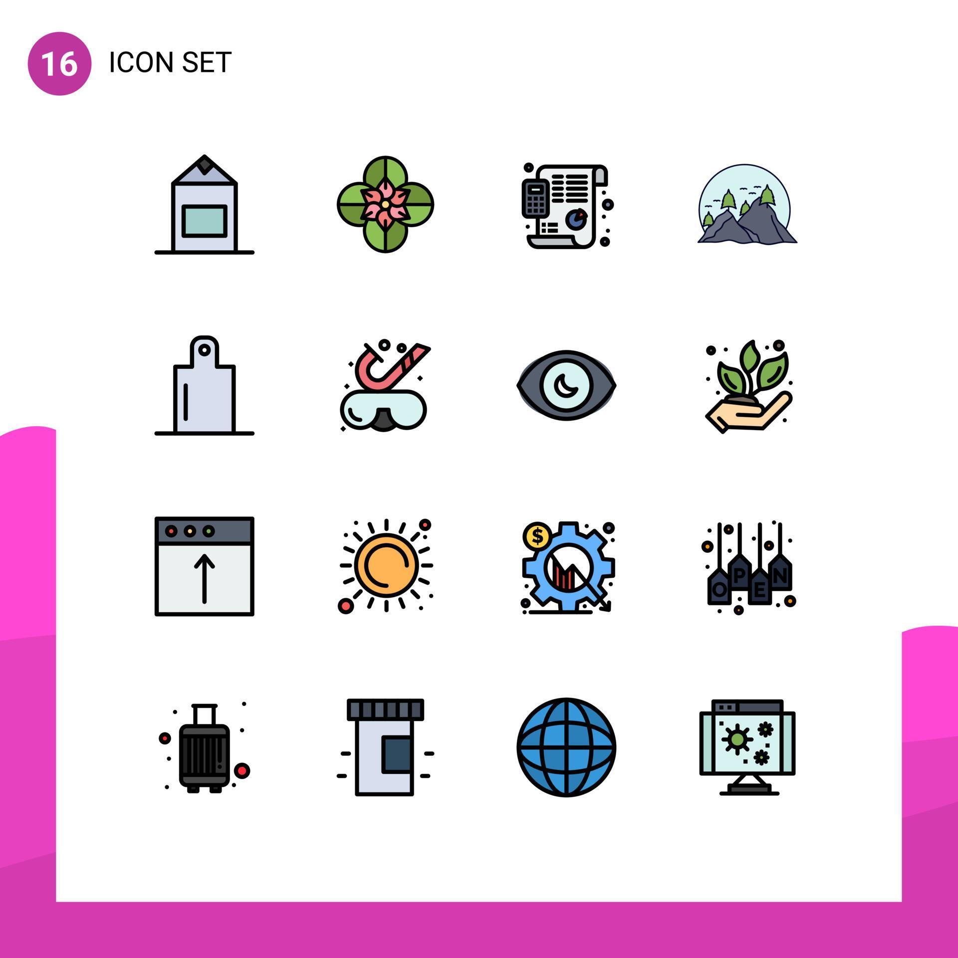 Stock Vector Icon Pack of 16 Line Signs and Symbols for preparation sun ...