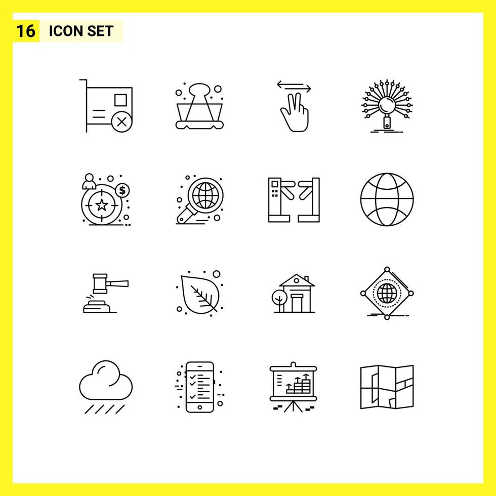 Stock Vector Icon Pack Of 16 Line Signs And Symbols For Retrieval Informational School