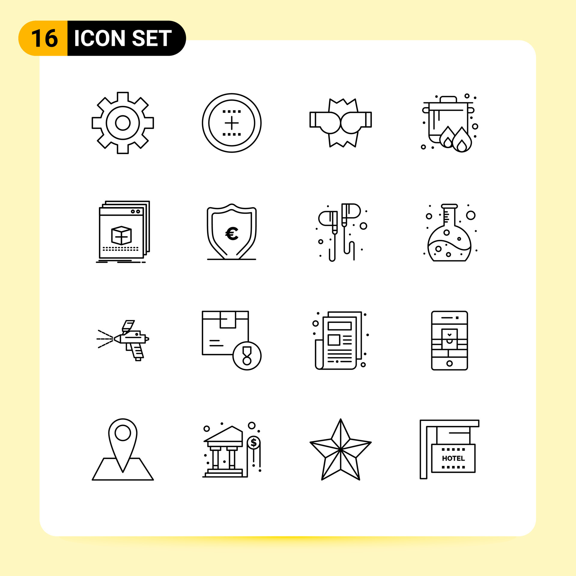 Set Of 16 Vector Outlines On Grid For Program Application Punch App