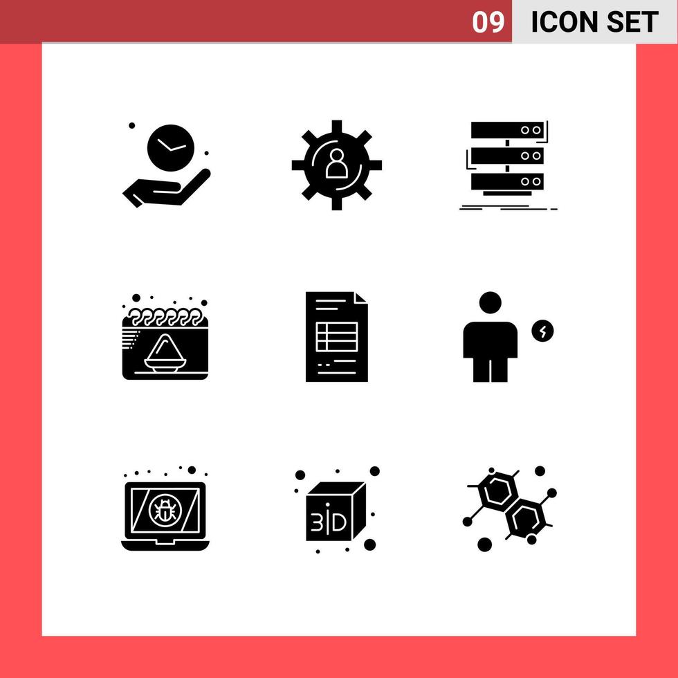 Universal Icon Symbols Group of 9 Modern Solid Glyphs of party date productivity calendar ...