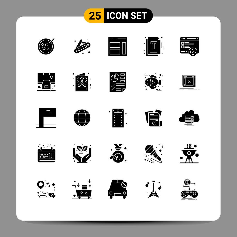 25 Thematic Vector Solid Glyphs And Editable Symbols Of Speed Optimization Interface Management