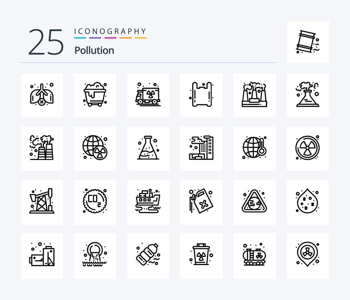 Pollution 25 Line icon pack including factory. production. truck ... Pollution 25 Line icon pack including factory. production. truck ...
