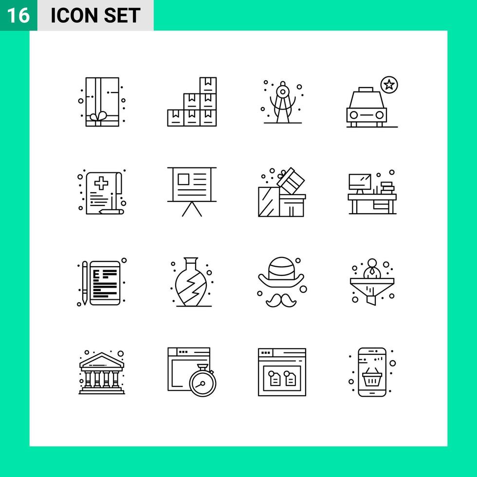 Stock Vector Icon Pack of 16 Line Signs and Symbols for document ...