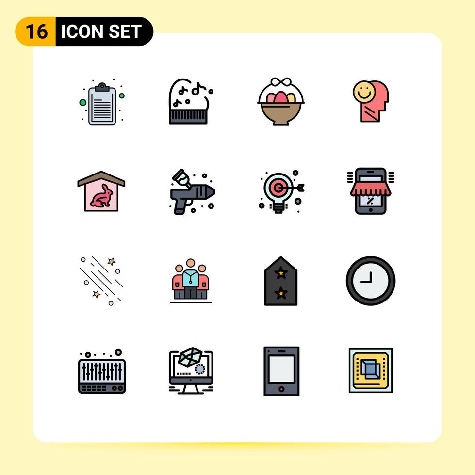 16 Thematic Vector Flat Color Filled Lines And Editable Symbols Of