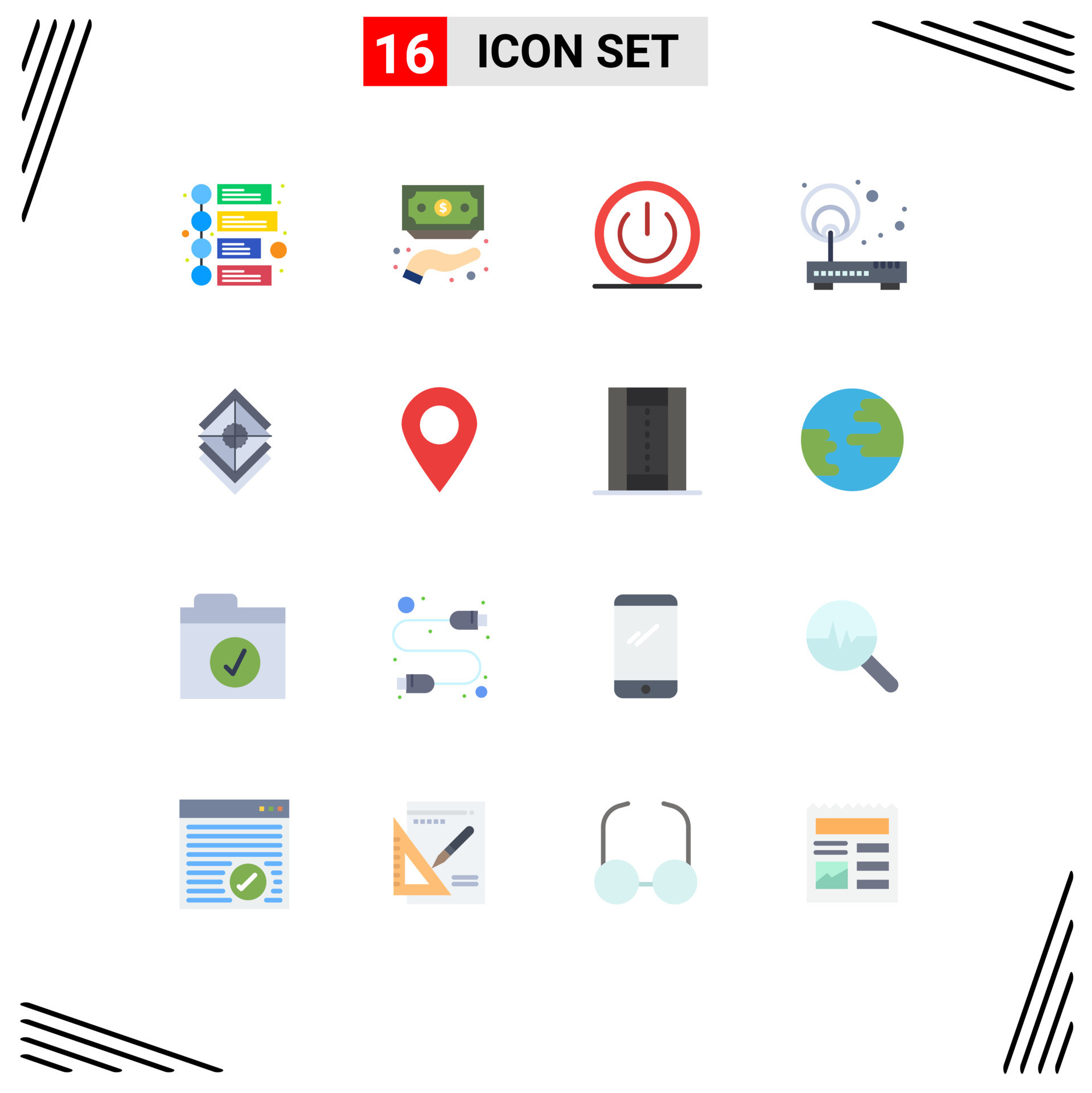 16 Thematic Vector Flat Colors And Editable Symbols Of Router Network Basic Internet Ui Editable