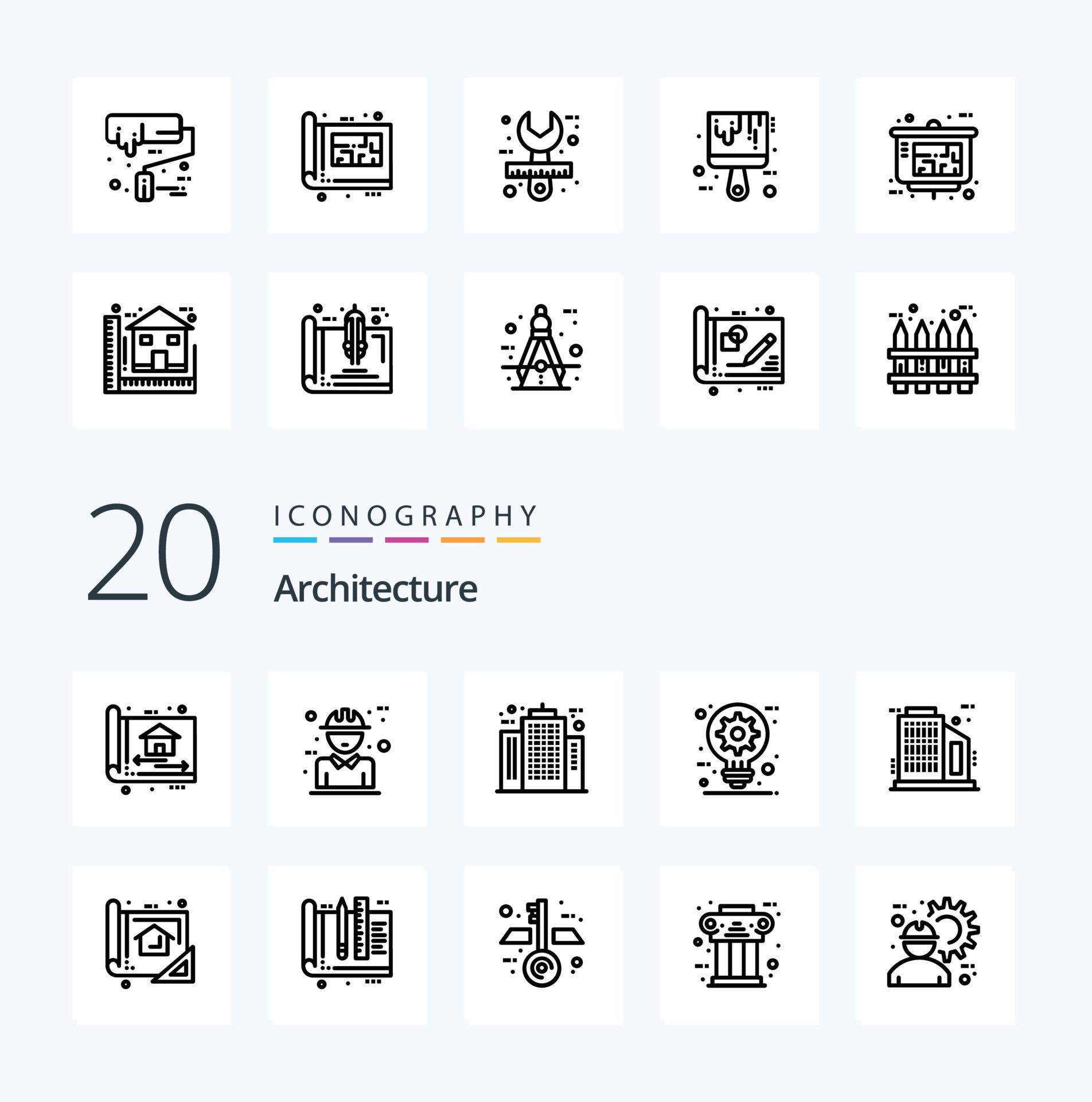 20 Architecture Line icon Pack like creative architect concept ...