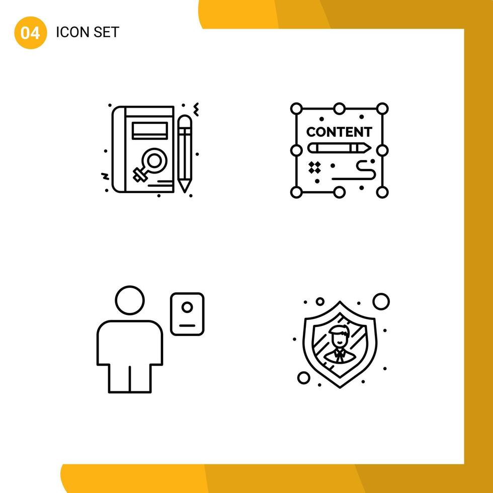 Pictogram Set Of 4 Simple Filledline Flat Colors Of Book Body Learning Duplicate Human Editable