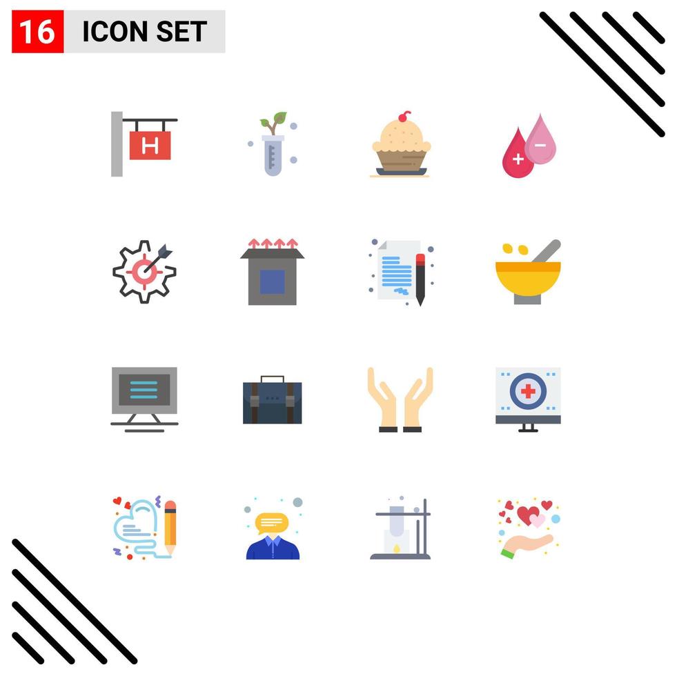 Modern Set Of 16 Flat Colors And Symbols Such As Configure Plus Dessert