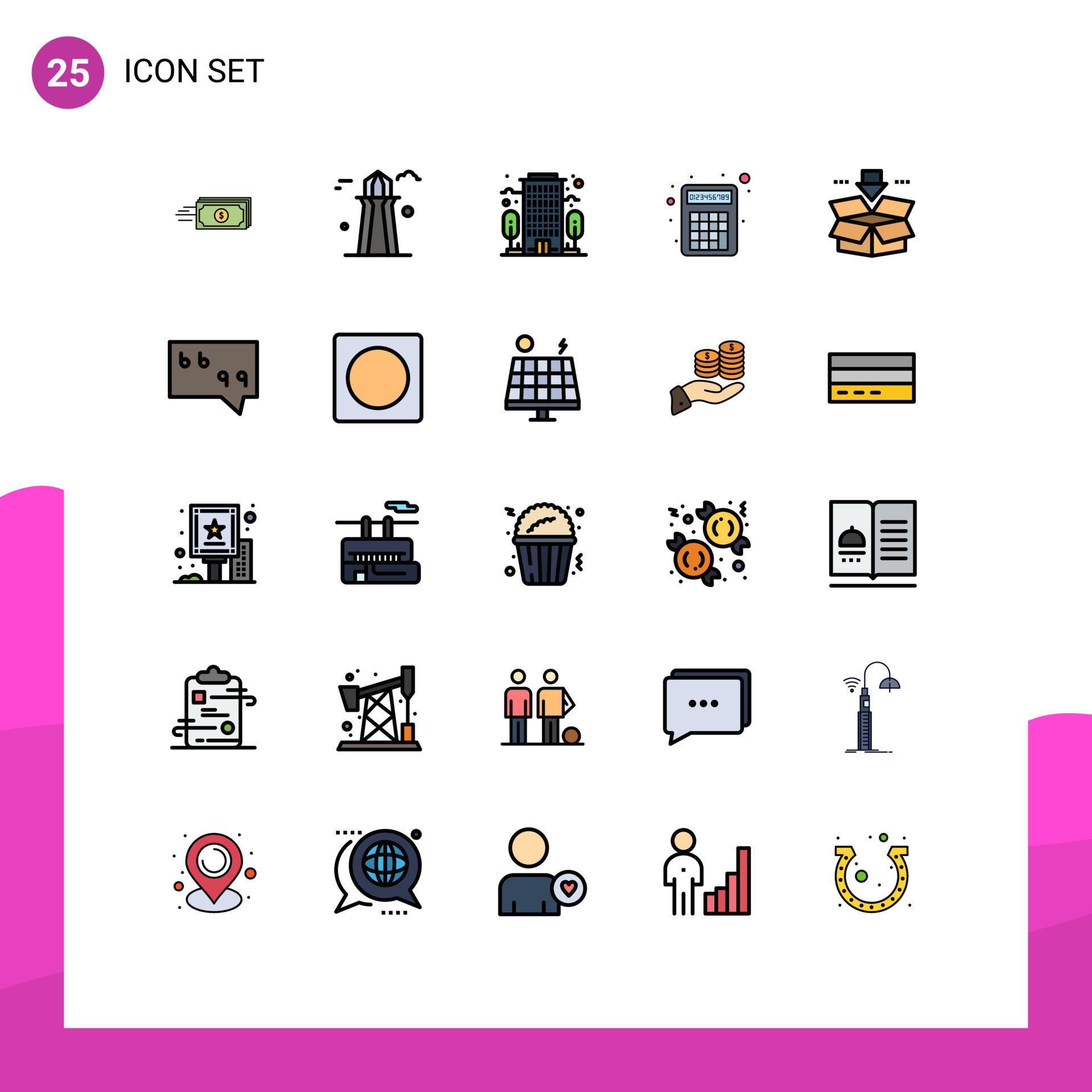 Set of 25 Modern UI Icons Symbols Signs for box number cruncher ...