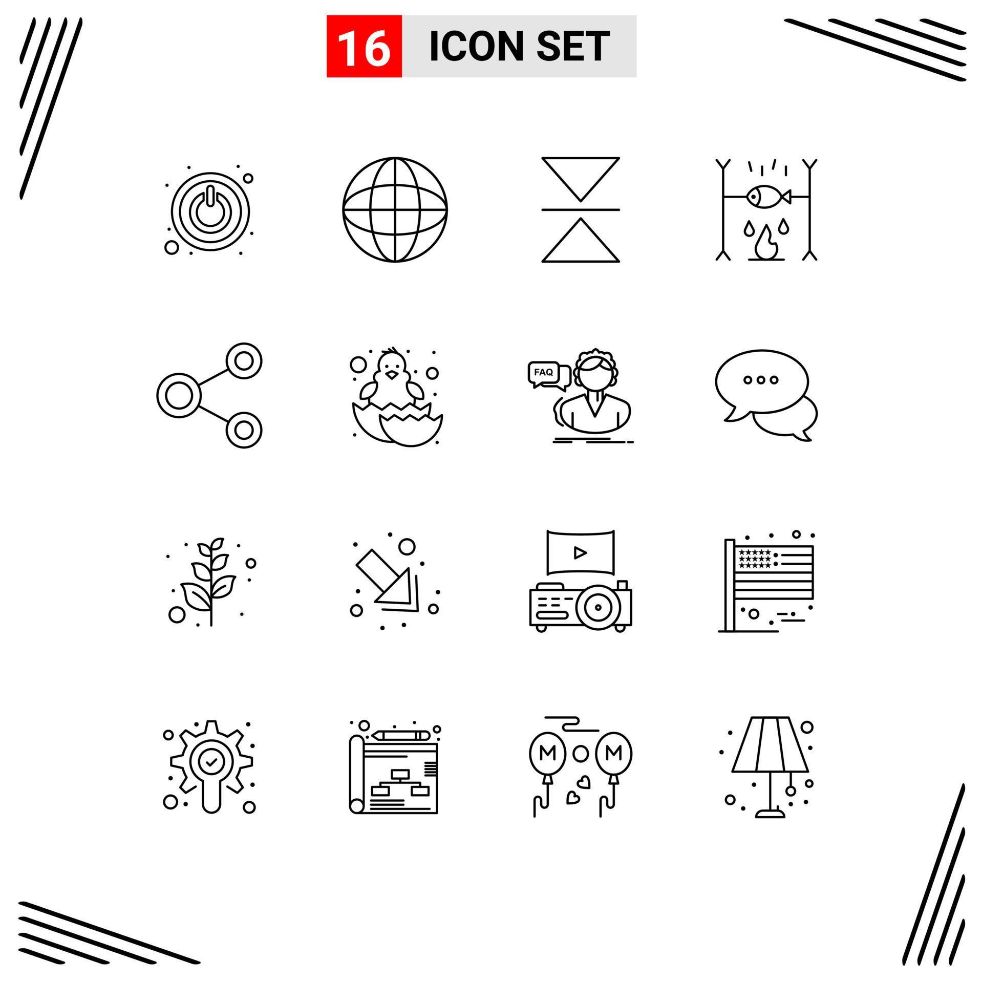 Set of 16 Vector Outlines on Grid for sharing link mirror connect summer Editable Vector Design ...
