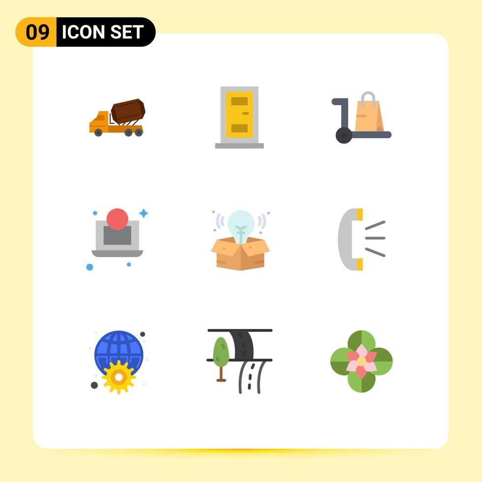 9 Thematic Vector Flat Colors And Editable Symbols Of Process Money Bag Dollar Cart Editable