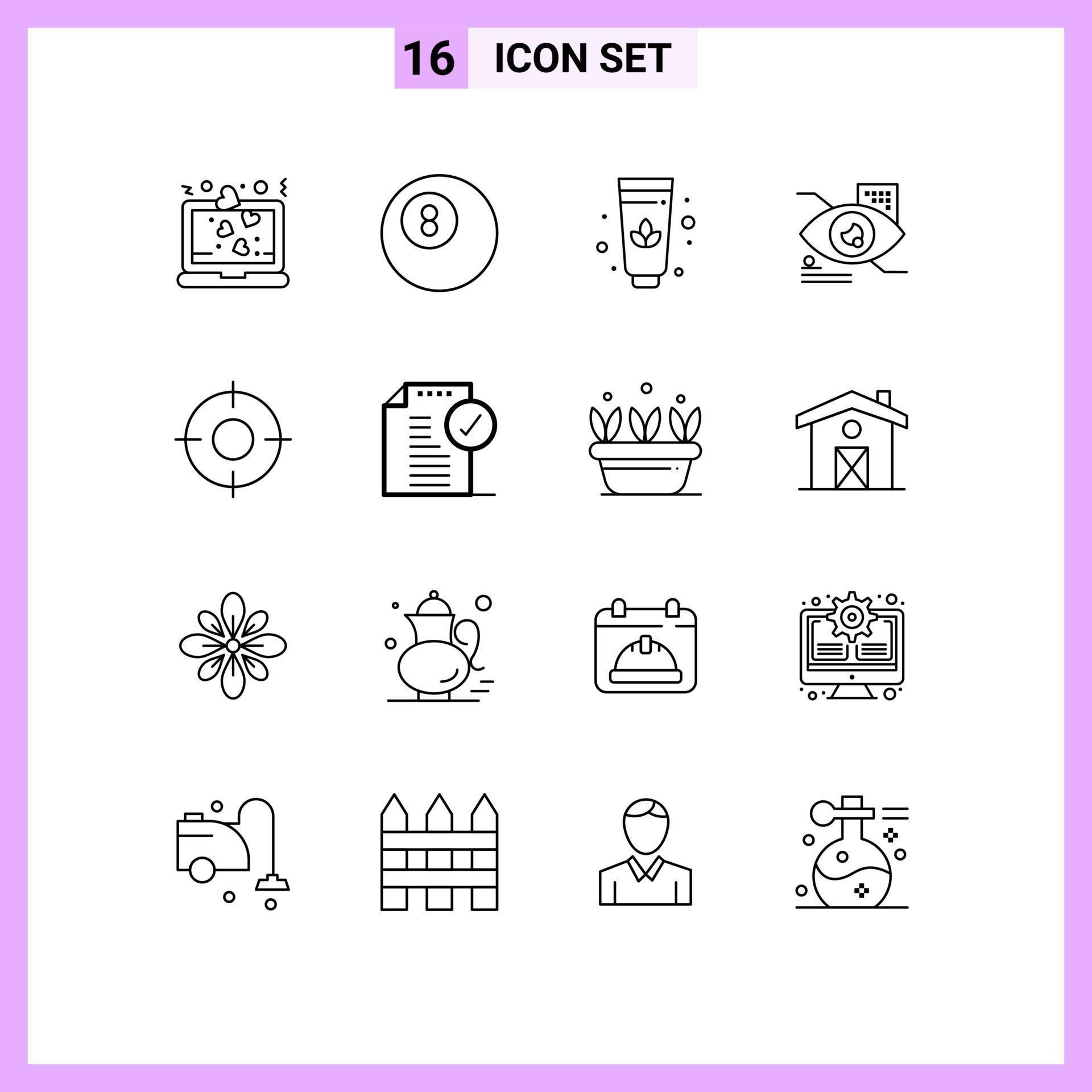 16 Universal Outlines Set For Web And Mobile Applications Approve Ui Eye Location Basic Editable