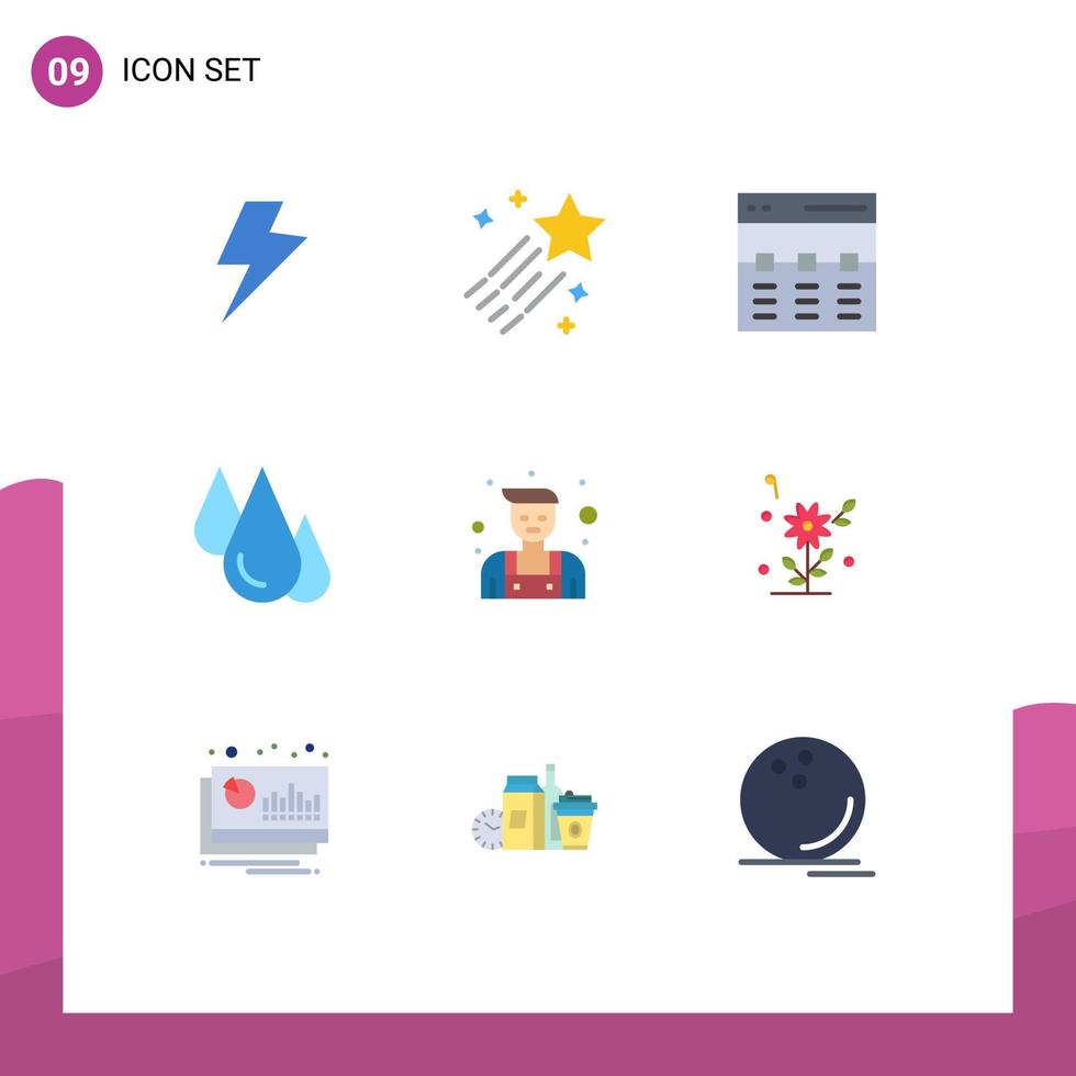 Mobile Interface Flat Color Set Of 9 Pictograms Of Handyman Science Header Learn Biology