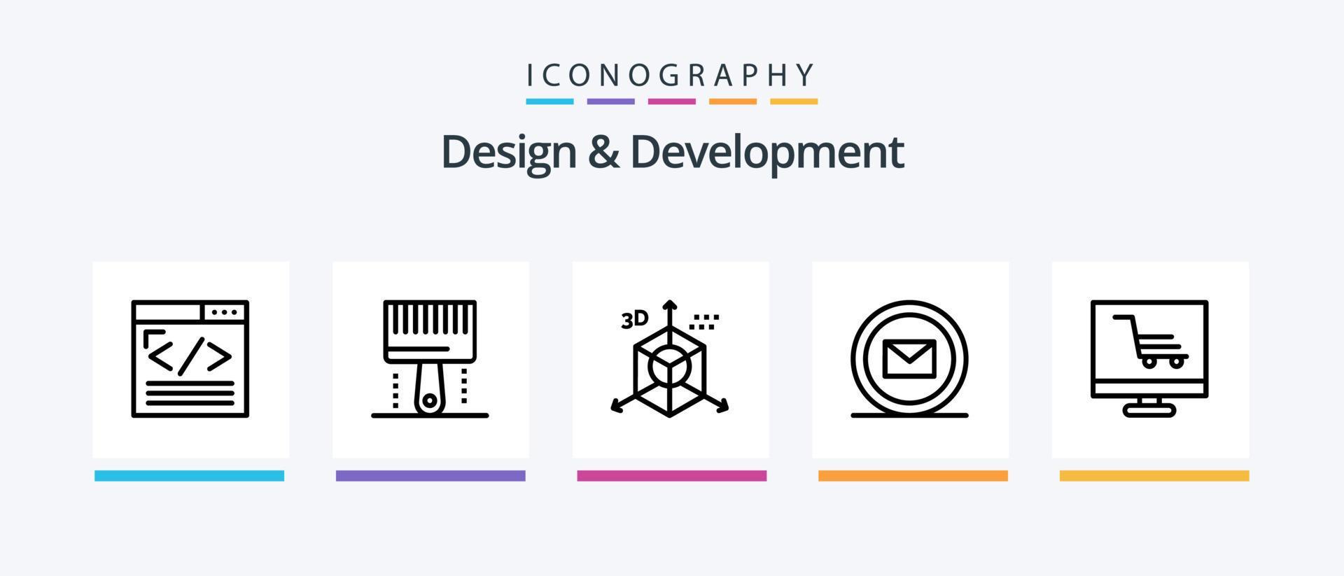 Design and Development Line 5 Icon Pack Including geometry. design. web design. programing ...