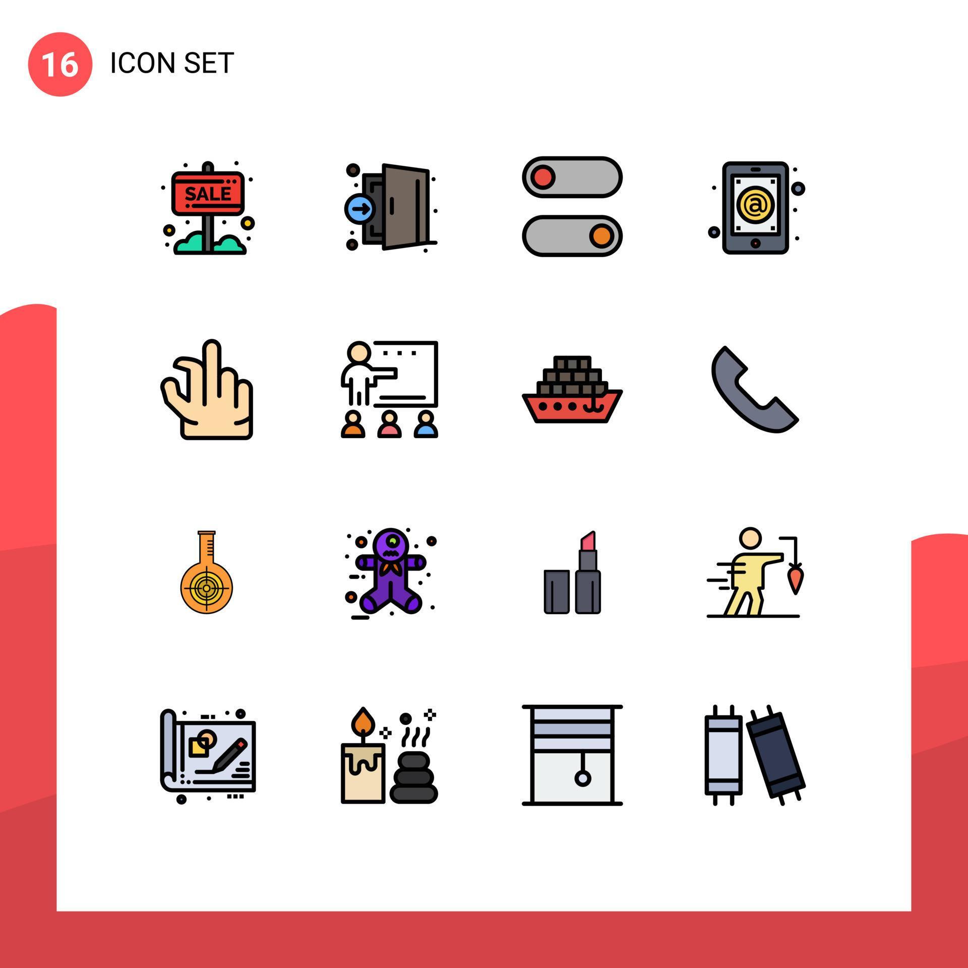 Set of 16 Modern UI Icons Symbols Signs for mobile inbox hospital email toggle Editable Creative ...