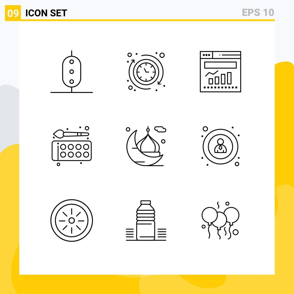 Group Of 9 Outlines Signs And Symbols For Moon Education Chart Drawing