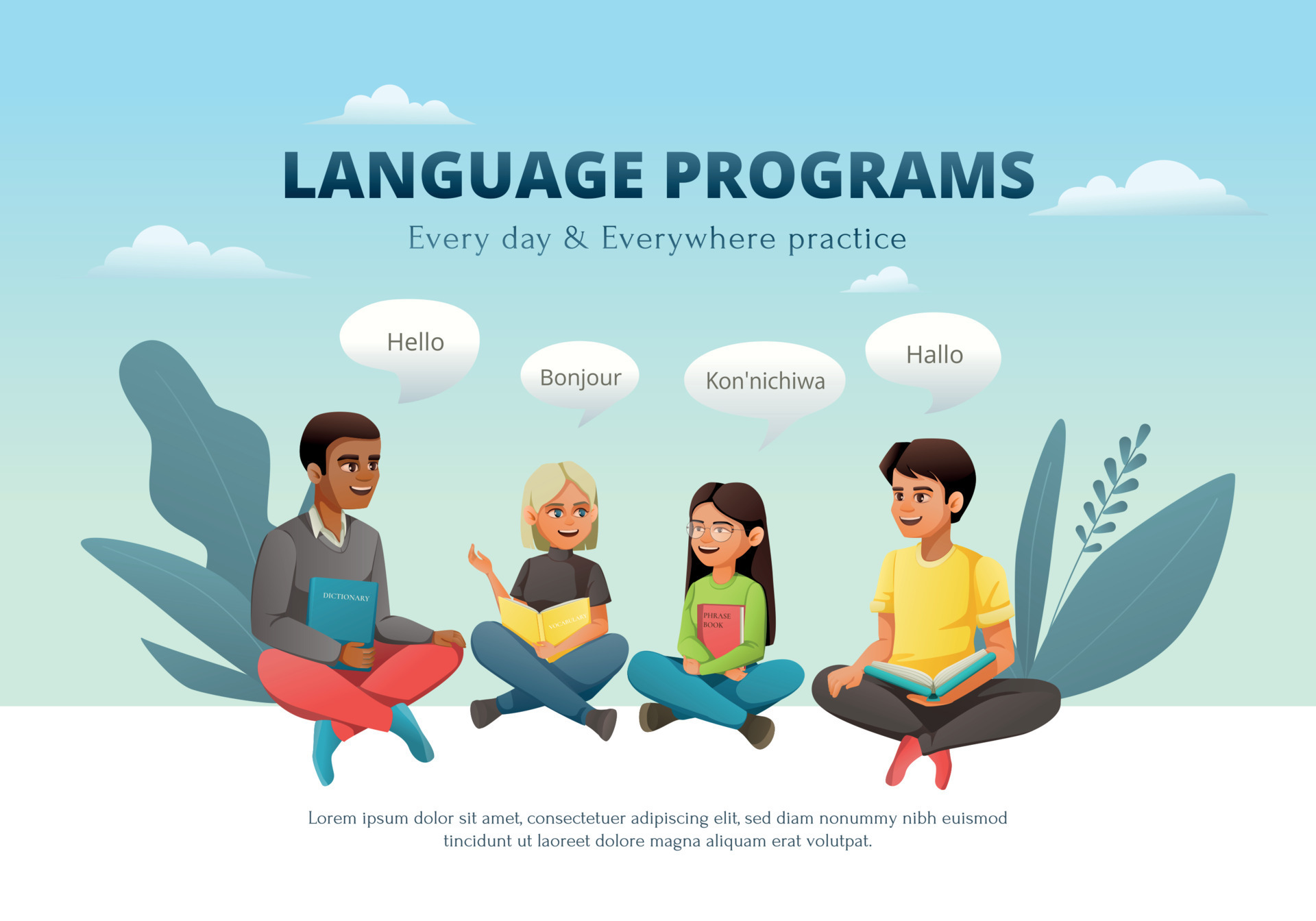 Language Programs Exchange Background 19775334 Vector Art at Vecteezy