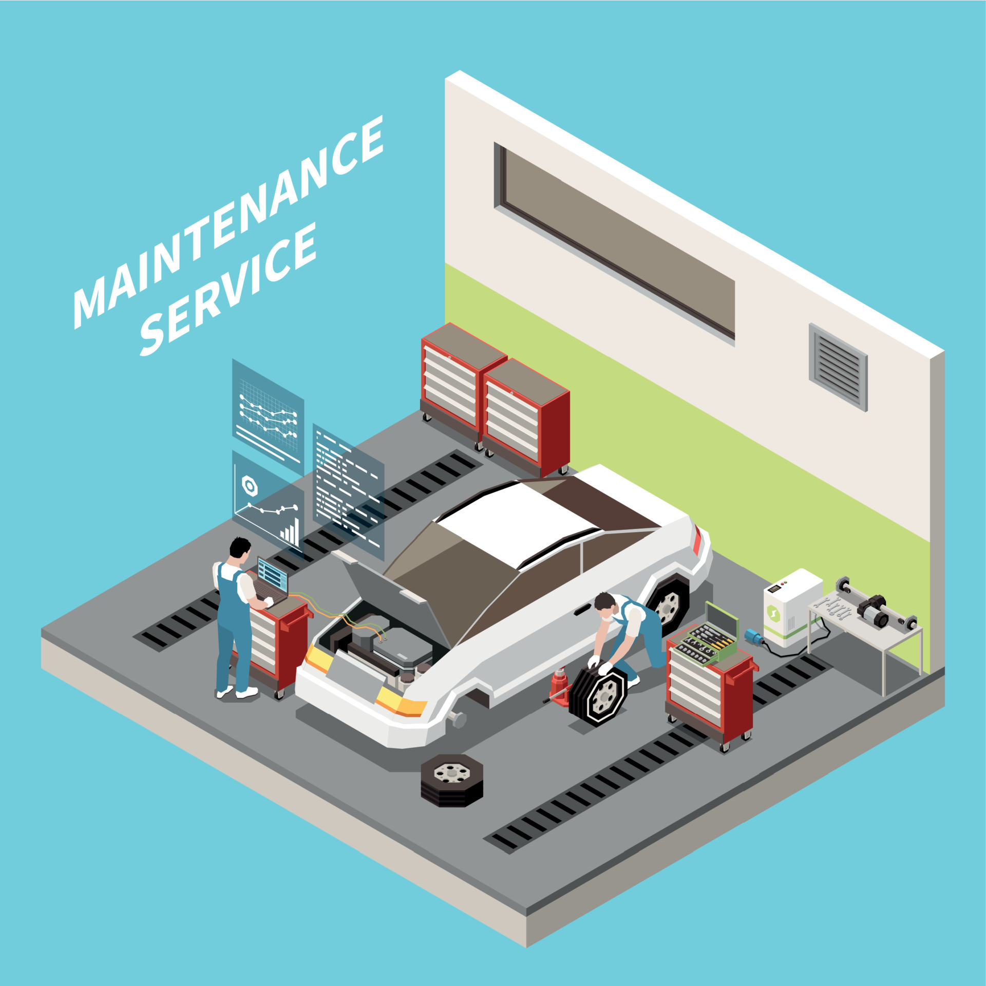 Maintenance Service Isometric Background 19775663 Vector Art at Vecteezy
