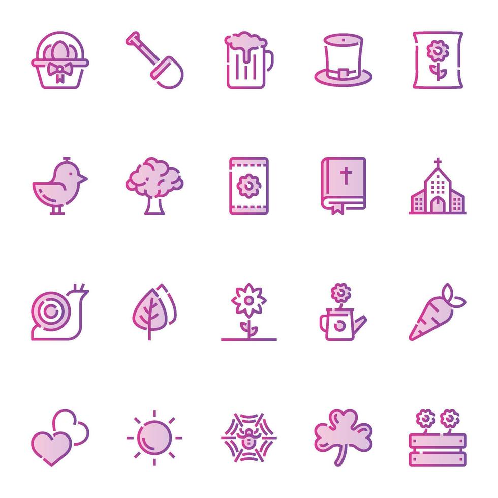 Gradient color outline icons for Spring. 19775940 Vector Art at Vecteezy