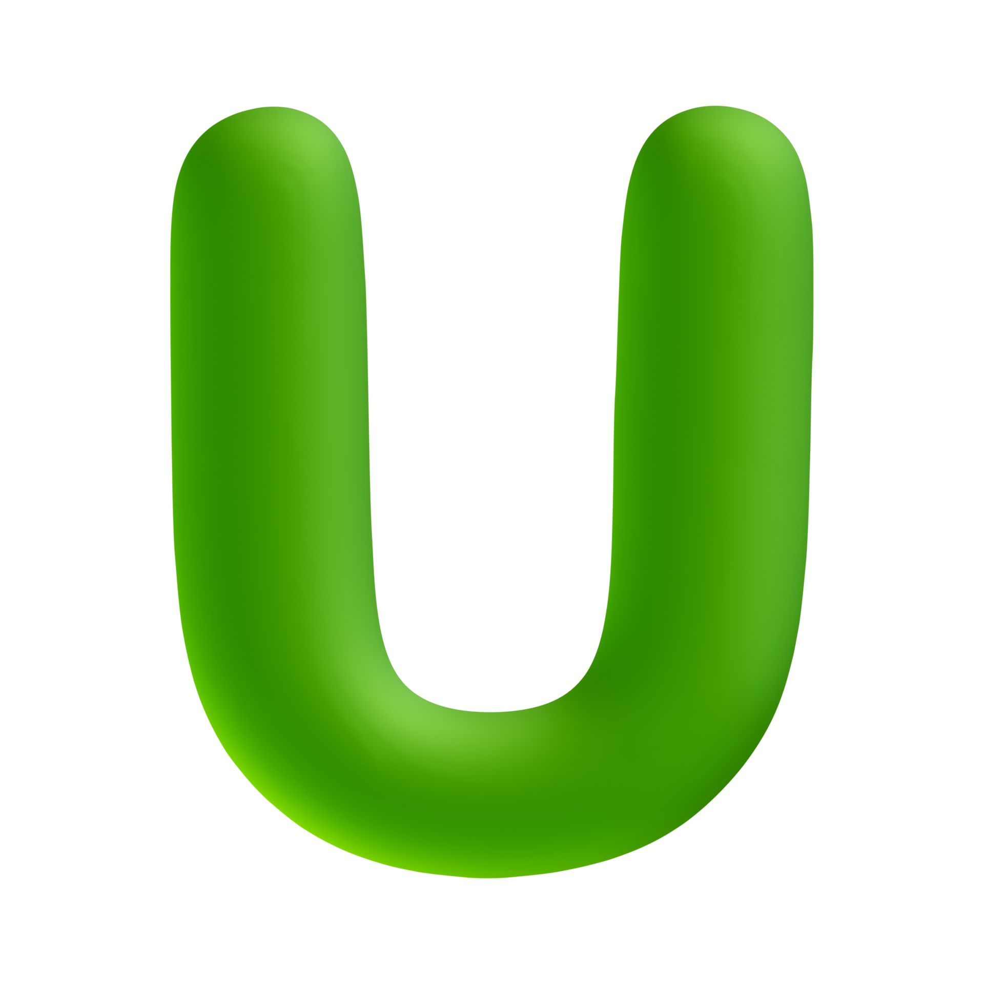 Alphabet letter u green 3d render 19776127 PNG