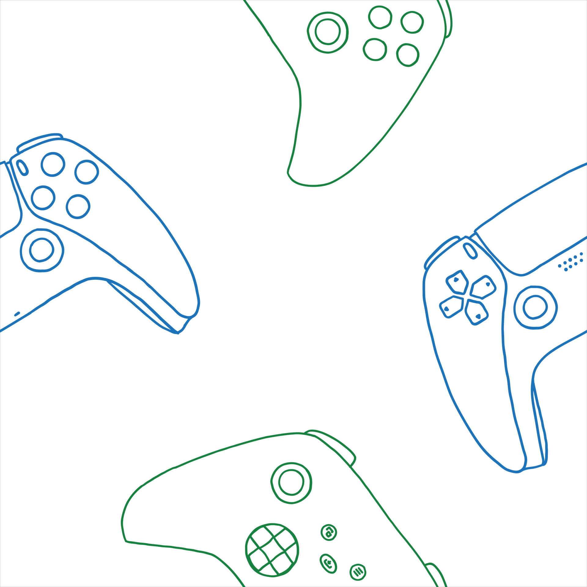 Seamless Pattern Of Game Controllers Vector Illustration In Hand Drawn