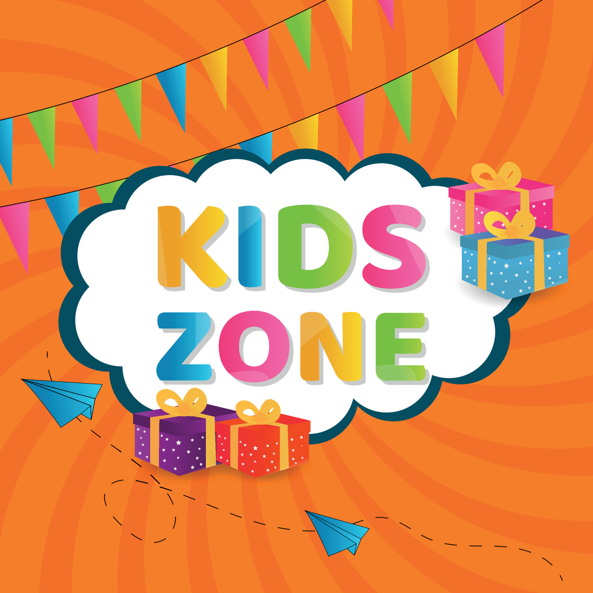 Kids zone fun play banner design 19785847 Vector Art at Vecteezy