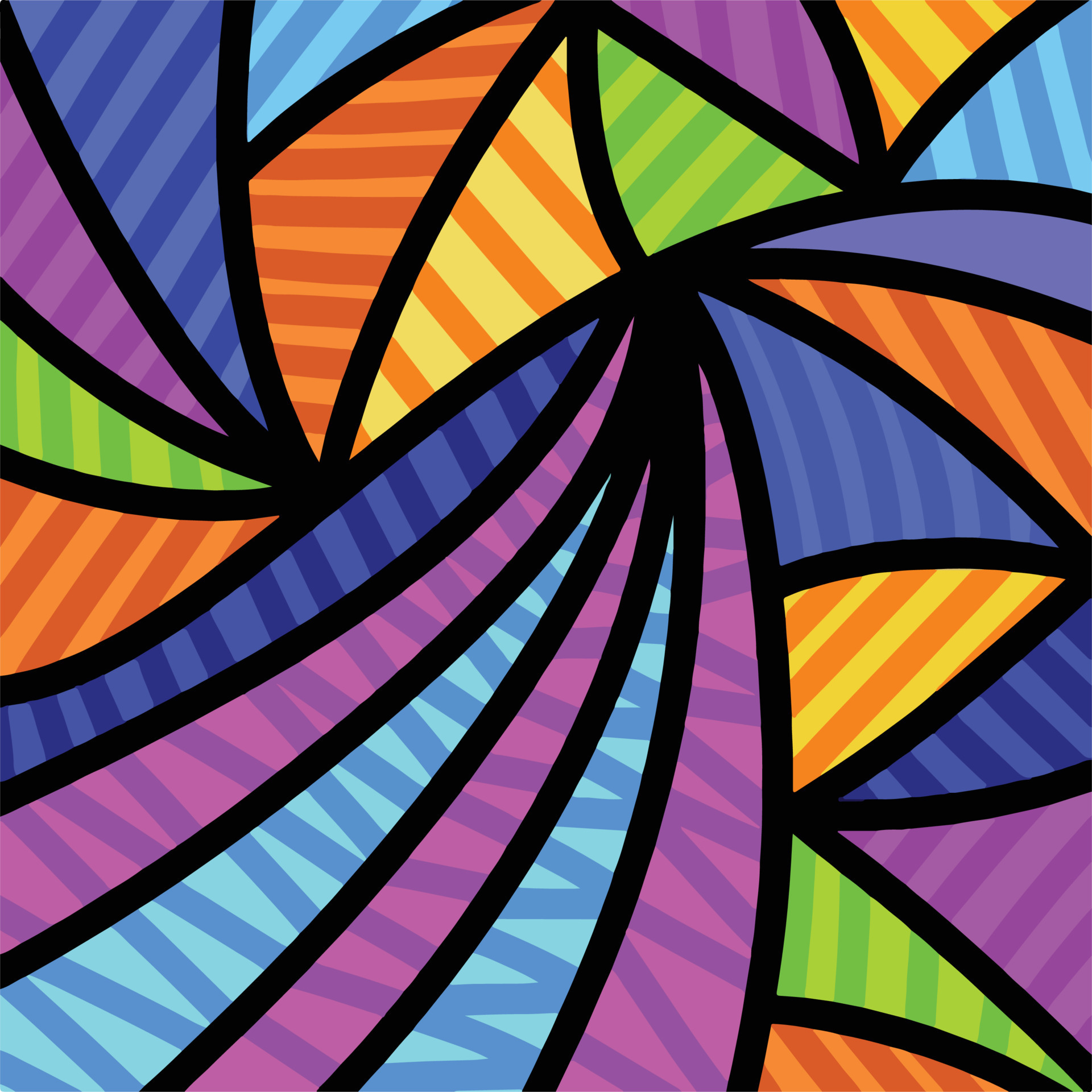 Bold colorful outlined background with simple and flat color art style ...