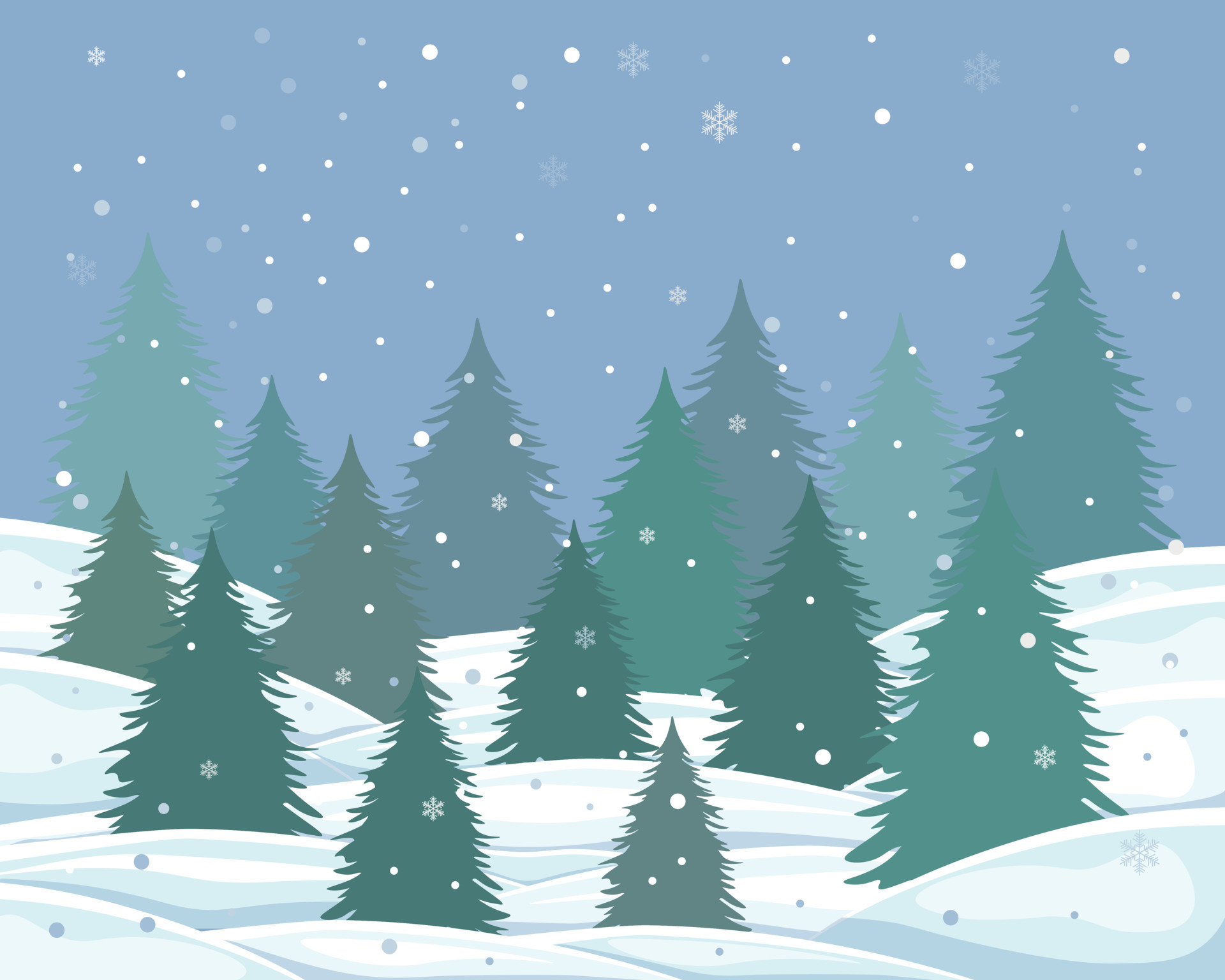 Winter Landscape Snow Covered Winter Forest Christmas Trees In The