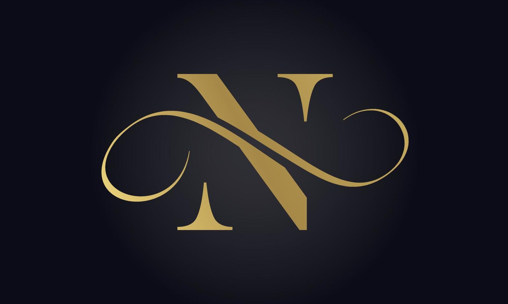 Luxury Letter N Logo Template In Gold Color. Initial Luxury N Letter Logo Design. Beautiful ...