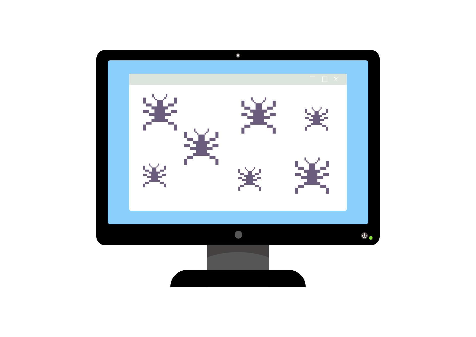Computer virus attack vector illustration. Computer display icon with ...