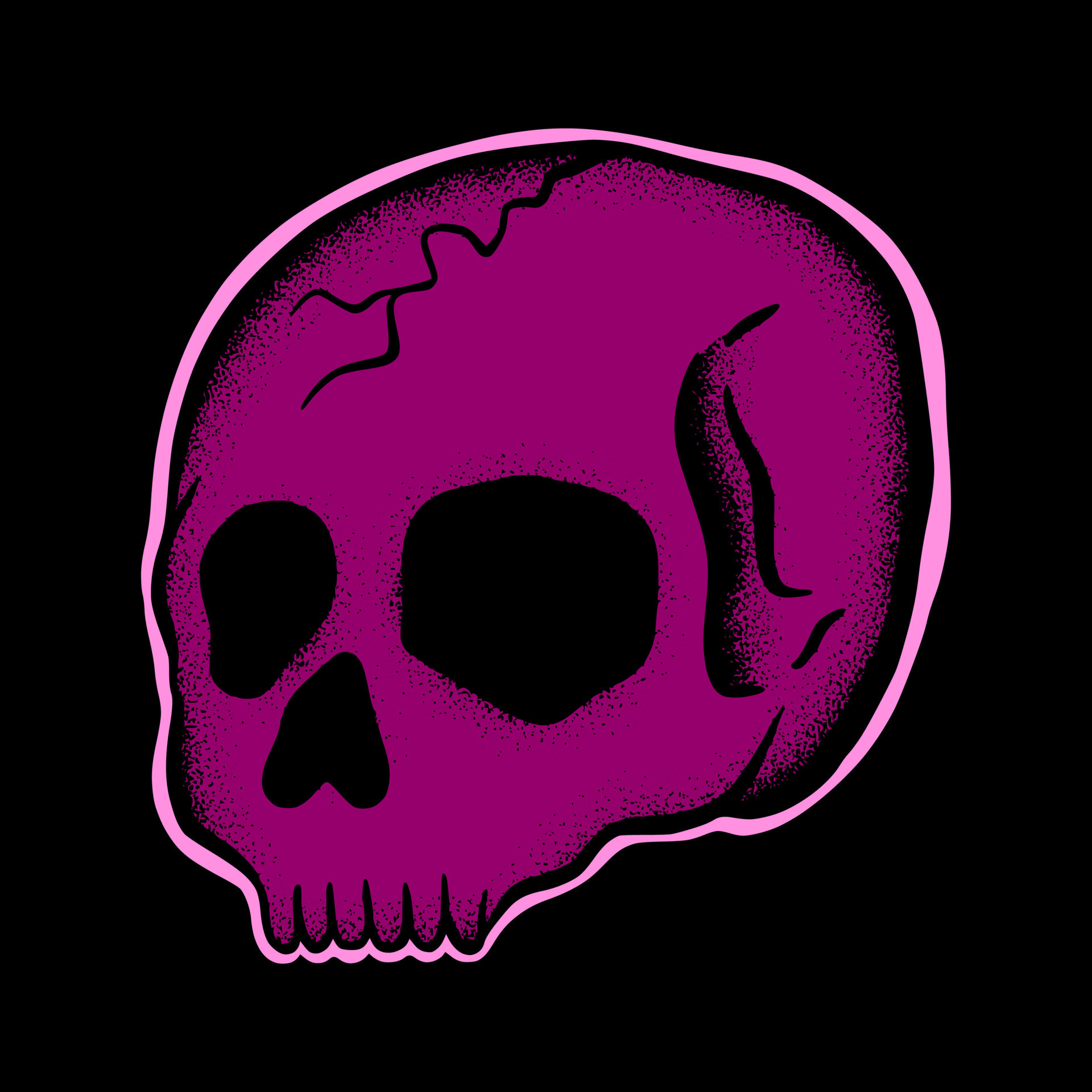 Pink Skull Art Illustration Hand Drawn Style Premium Vector For Tattoo